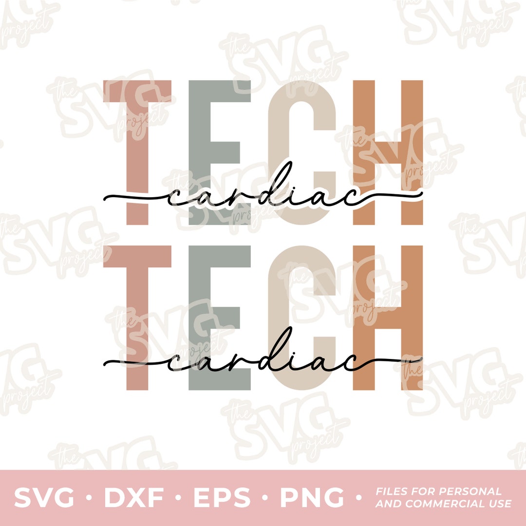 Cardiac Tech SVG Sublimation, DTG Printing Clipart File Cardiology Tech ...
