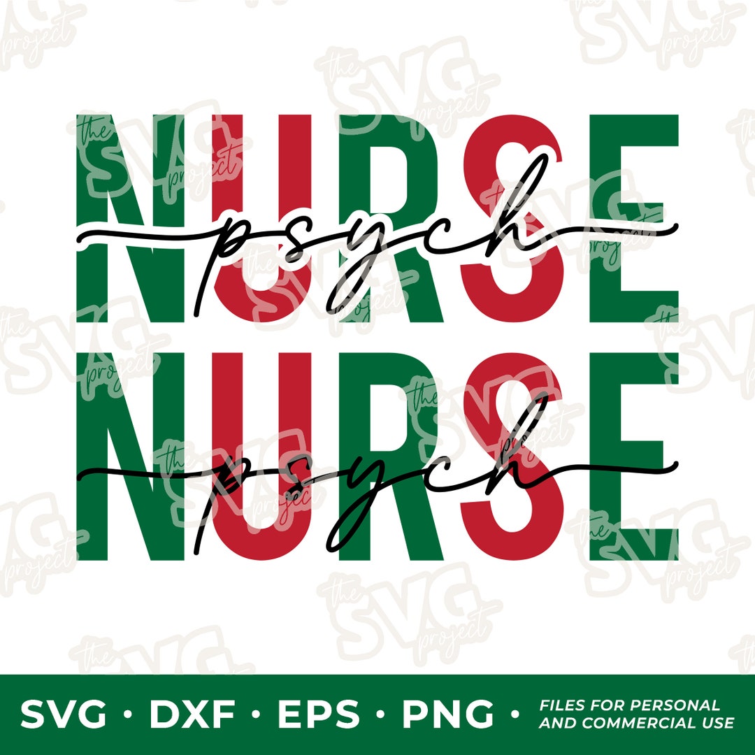 Psych Nurse SVG Sublimation, DTG Printing Clipart File Festive ...