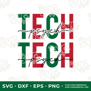 Psych Tech SVG Sublimation, DTG Printing Clipart File Festive ...