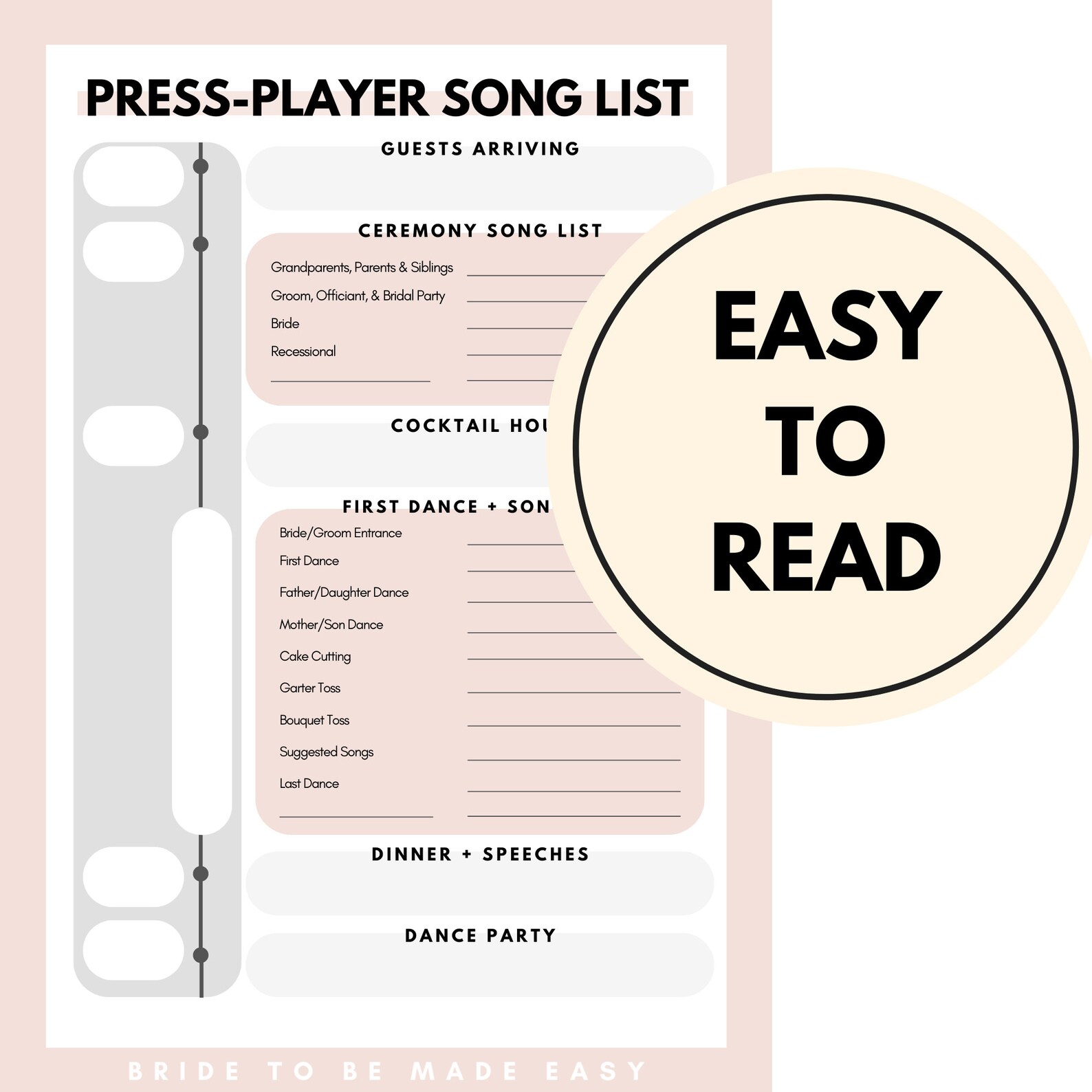Pink DIY Wedding DJ Template, Wedding Music Planning Guide, Be Your Own ...