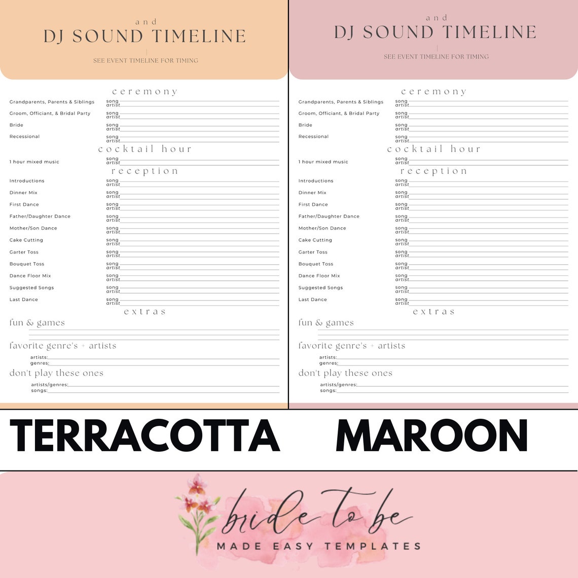 Wedding DJ Timeline Template, DJ Wedding Music Planning Guide, Wedding ...