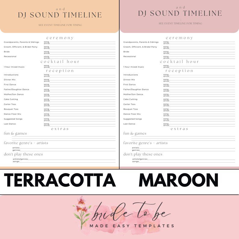 Wedding DJ Timeline Template DJ Wedding Music Planning Guide Wedding Song List Template Etsy
