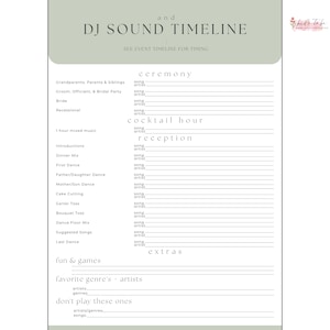Wedding DJ Timeline Template, DJ Wedding Music Planning Guide, Wedding ...