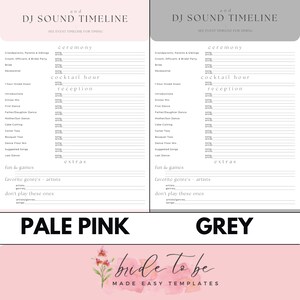 Wedding DJ Timeline Template, DJ Wedding Music Planning Guide, Wedding ...