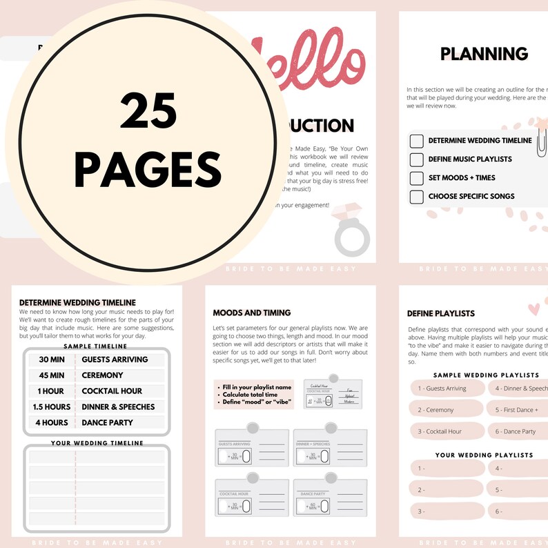 Pink DIY Wedding DJ Template, Wedding Music Planning Guide, Be Your Own ...