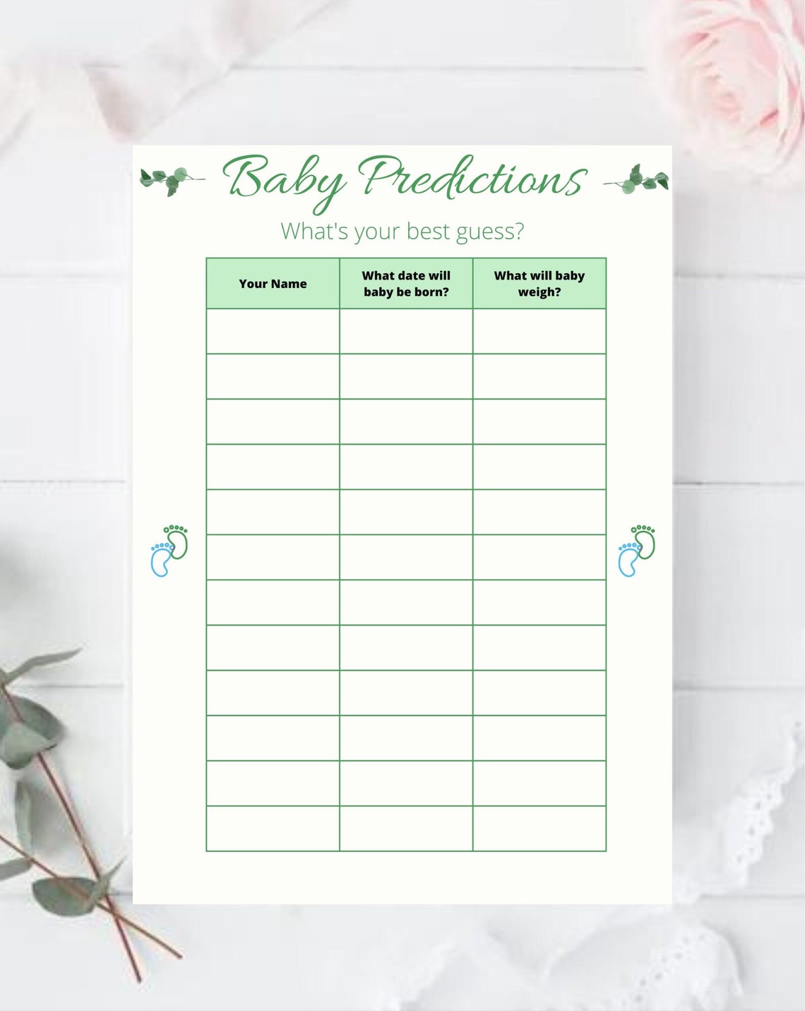 Baby Predictions, Baby Shower Game, Guessing Game, Baby Prediction Game ...