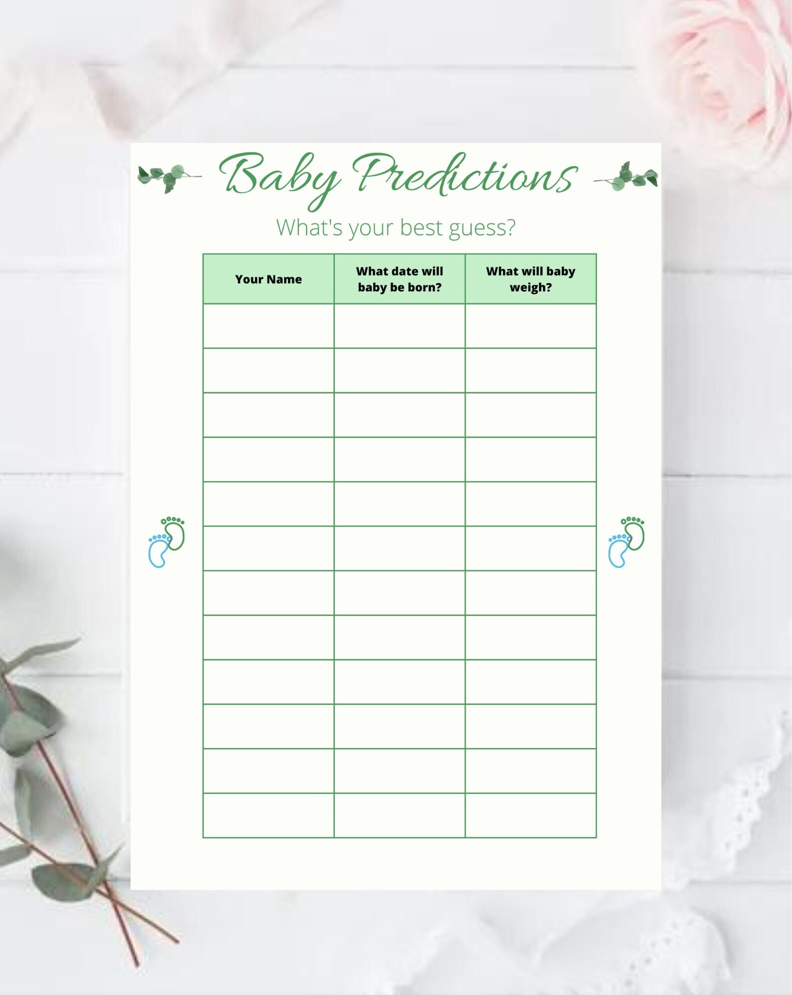 Baby Predictions, Baby Shower Game, Guessing Game, Baby Prediction Game ...