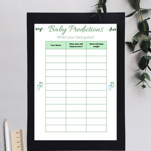 Baby Predictions, Baby Shower Game, Guessing Game, Baby Prediction Game ...