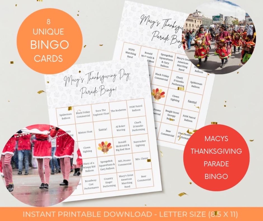 Macys Thanksgiving Parade Bingo Thanksgiving Bingo Macys Parade Bingo ...