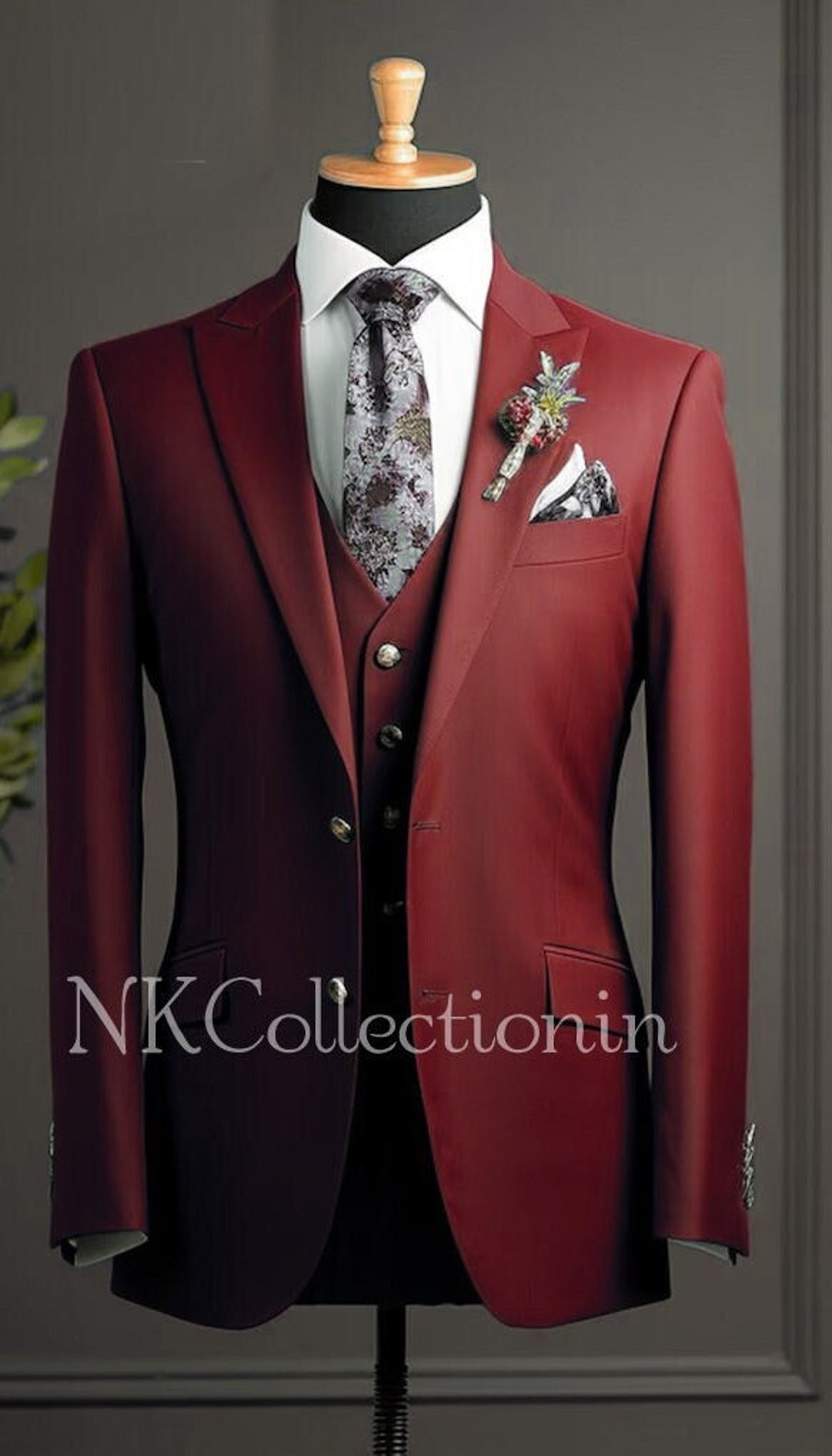 Groom Wedding 3 Piece Suits Luxury Fabric Wedding Night English Wedding ...