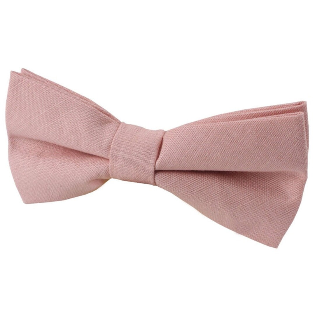 Blush Light Pink Bow Tie Cotton Bow Ties for Men Groomsmen Bellini Pink ...