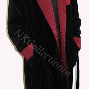 Mens Black Vintage Long Smoking Jacket,with Quilted.solid Satin ...