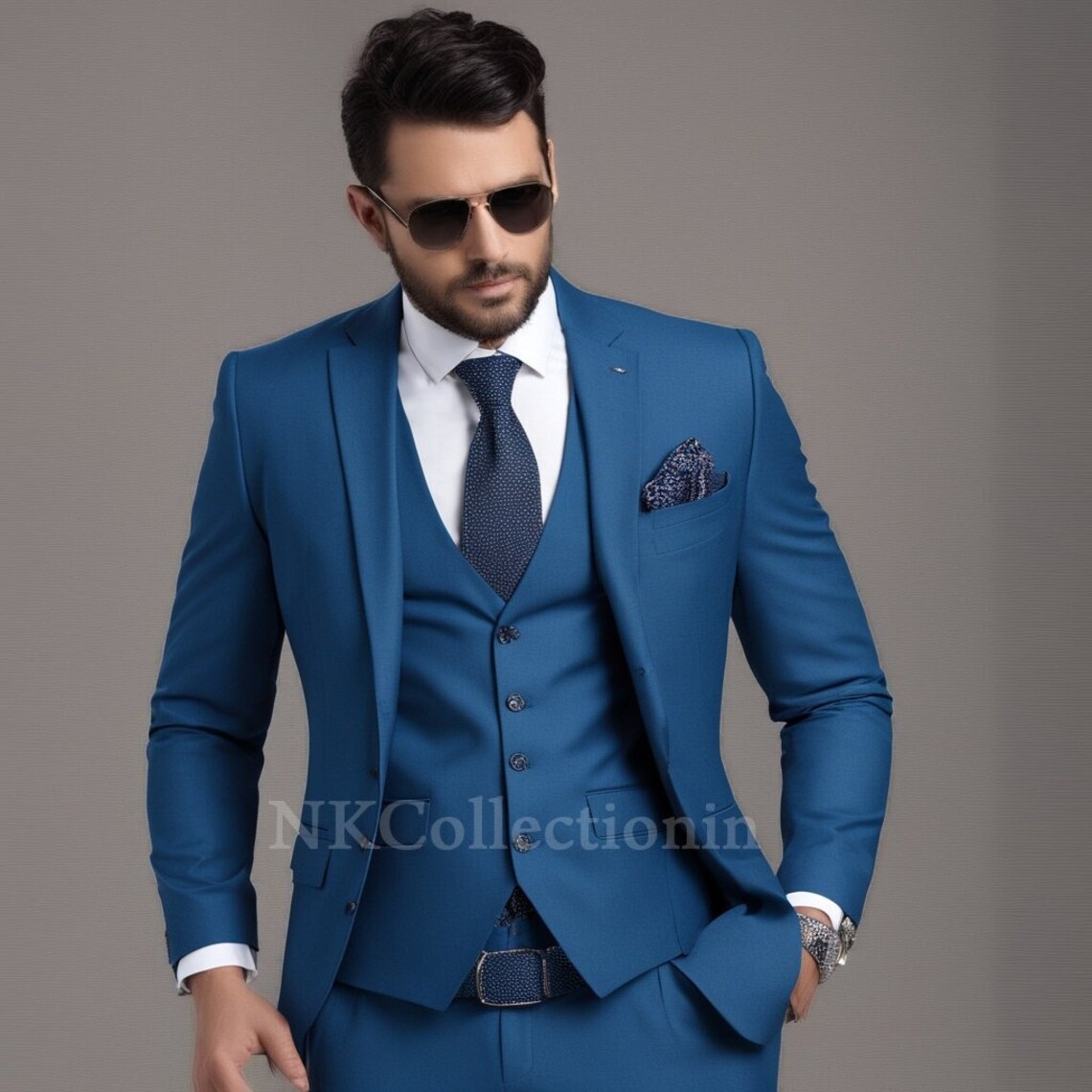 Navy Blue Three-piece Suit for Men Formal Event Attire for Every ...