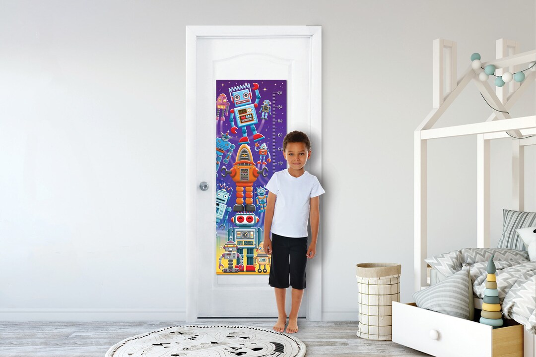 Robots Height Chart, Kids Room Growth Chart Wall Sticker, Height Chart ...