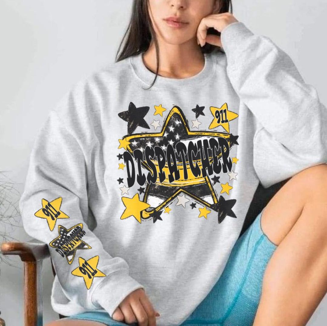 911 Dispatcher Sweatshirt, Thin Gold Line Flag Shirts, 911 Operator ...
