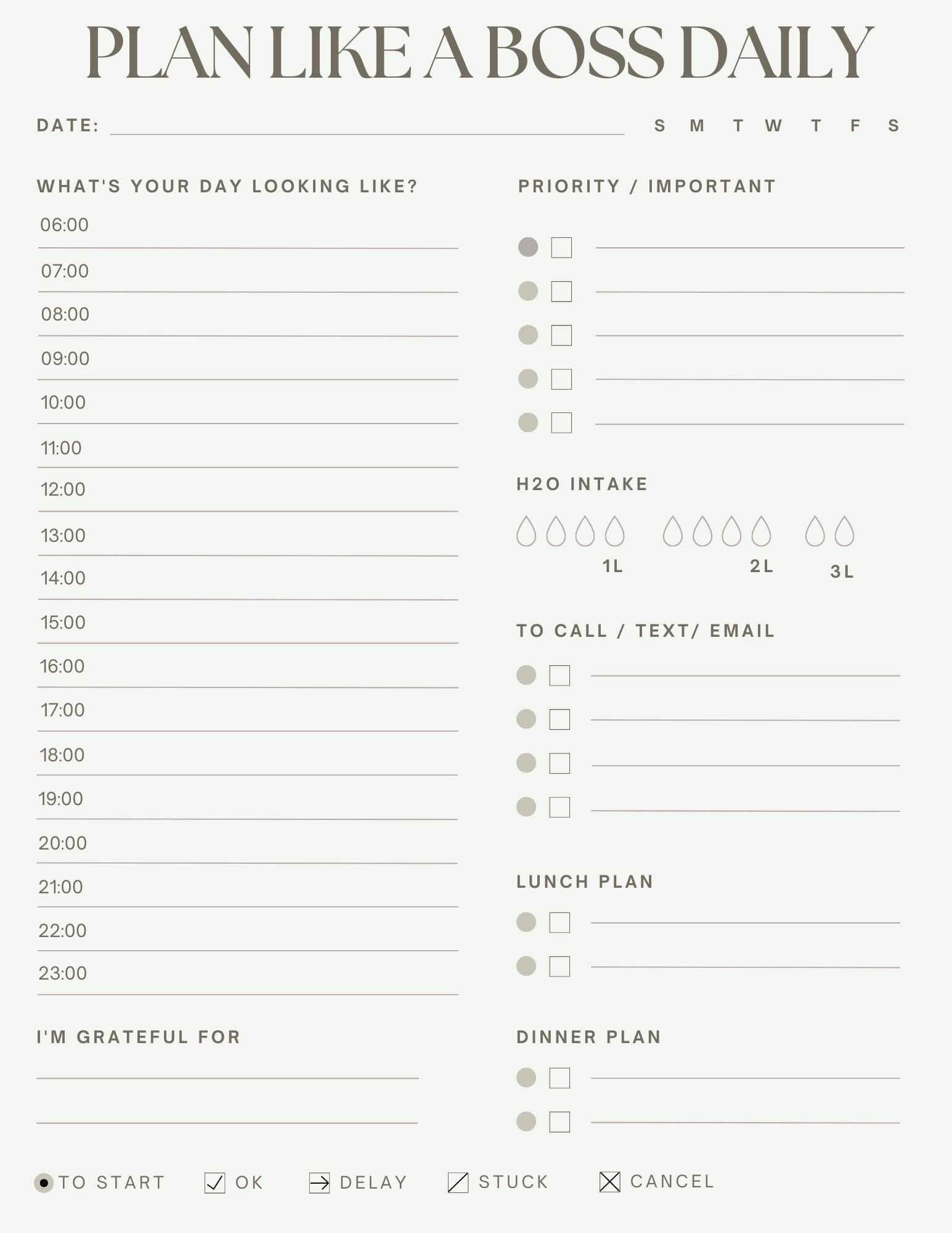 Daily to Do List Printable, Boss Daily Instant Download, Today to Do ...