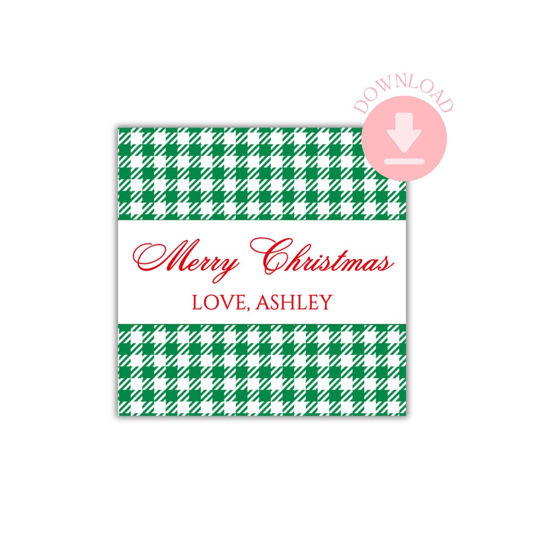 Printable Green Houndstooth Christmas Gift Tag / Digital Download - Etsy