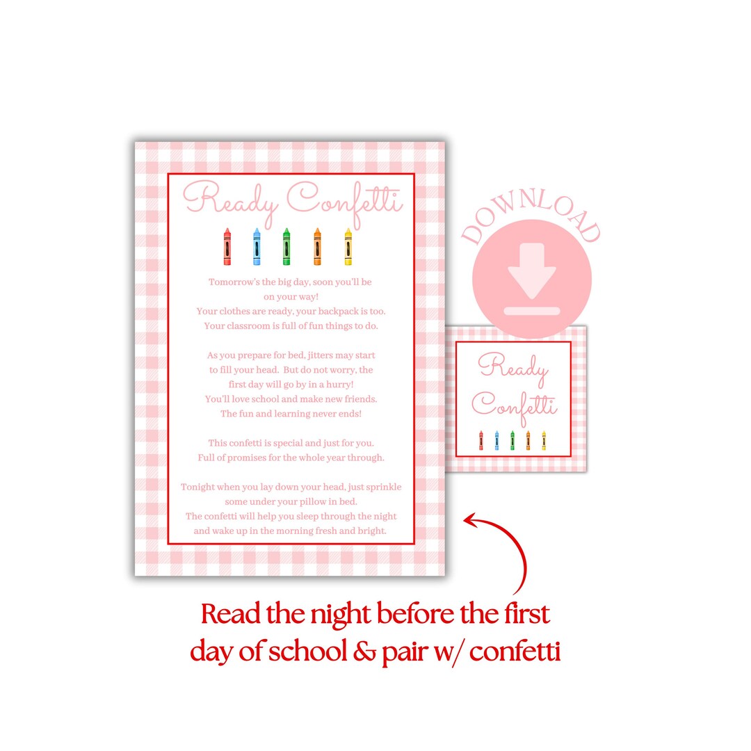 Printable Ready Confetti Poem and Tag Bundle , Instant Download , Pink ...