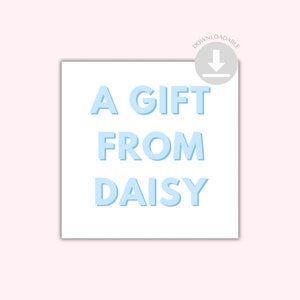 Printable Blue Block Letters Gift Tag / A Gift From - Etsy