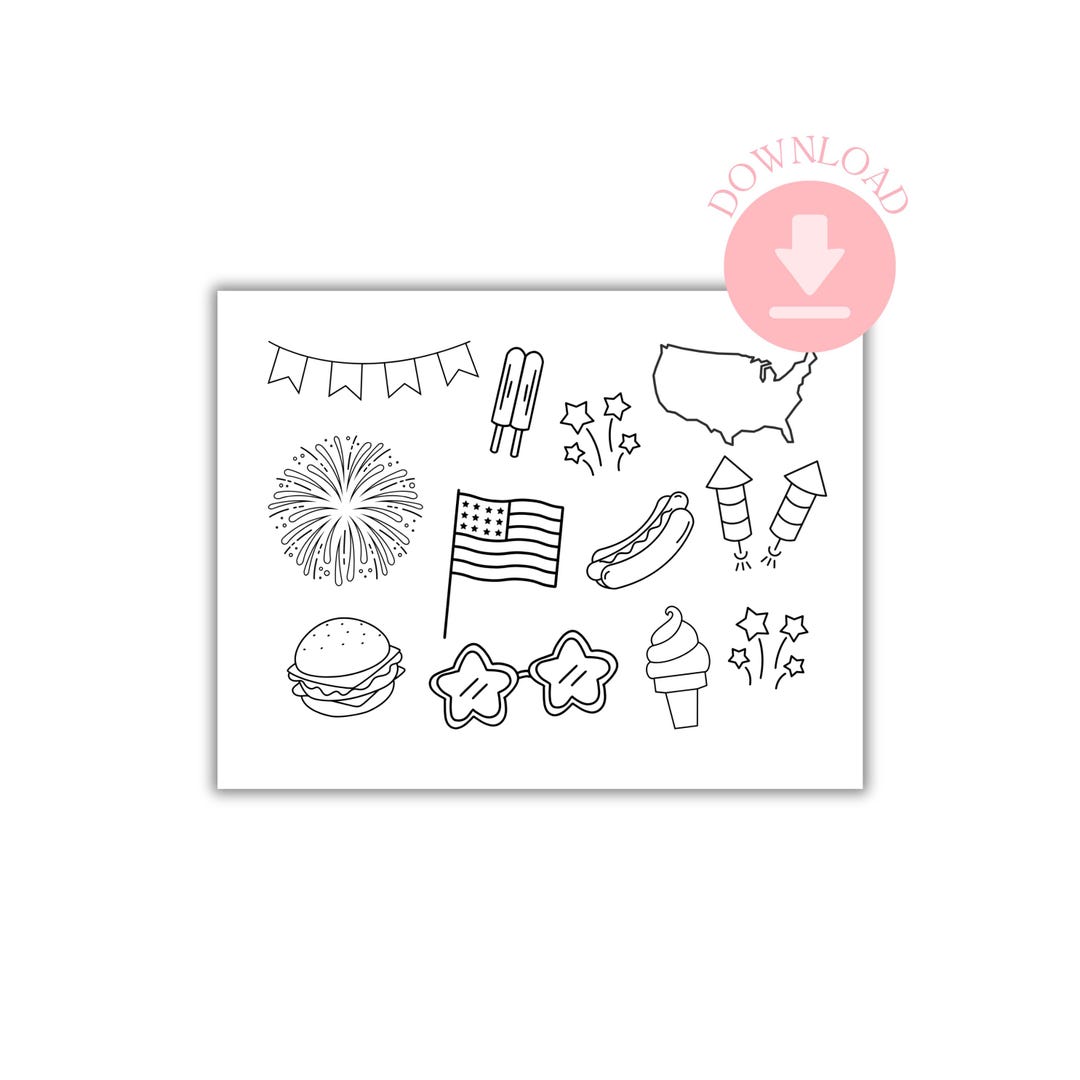 Printable USA Coloring Sheet , Instant Download , Fourth of July Party ...