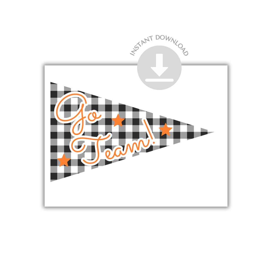 Game Day Pennant Flag Go Team Orange and Black Instant Download ...