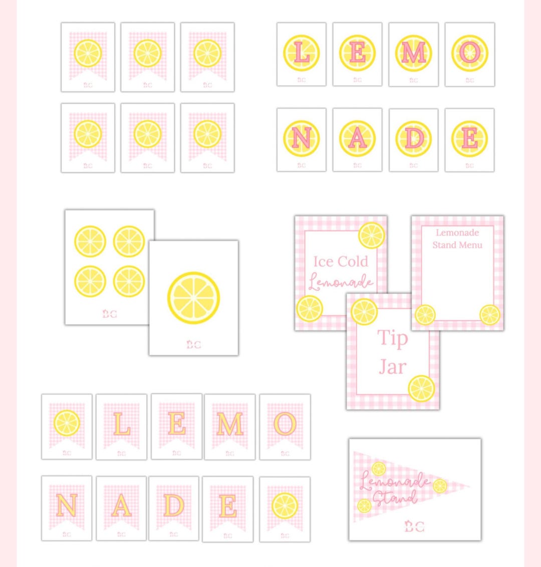 Printable Lemonade Stand Pink Bundle , Instant Download - Etsy