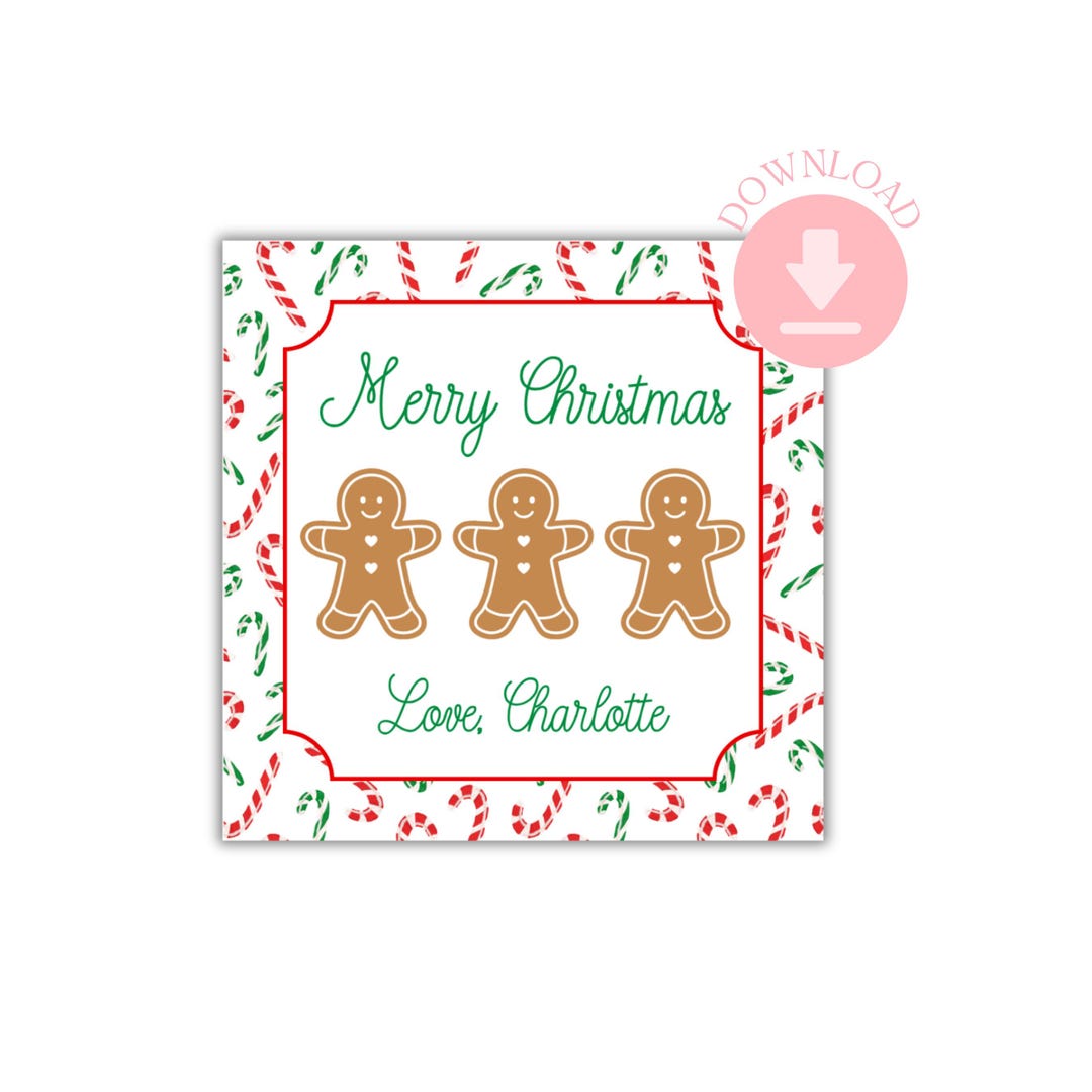 Printable Gingerbread Men Christmas Gift Tag / Digital Download - Etsy