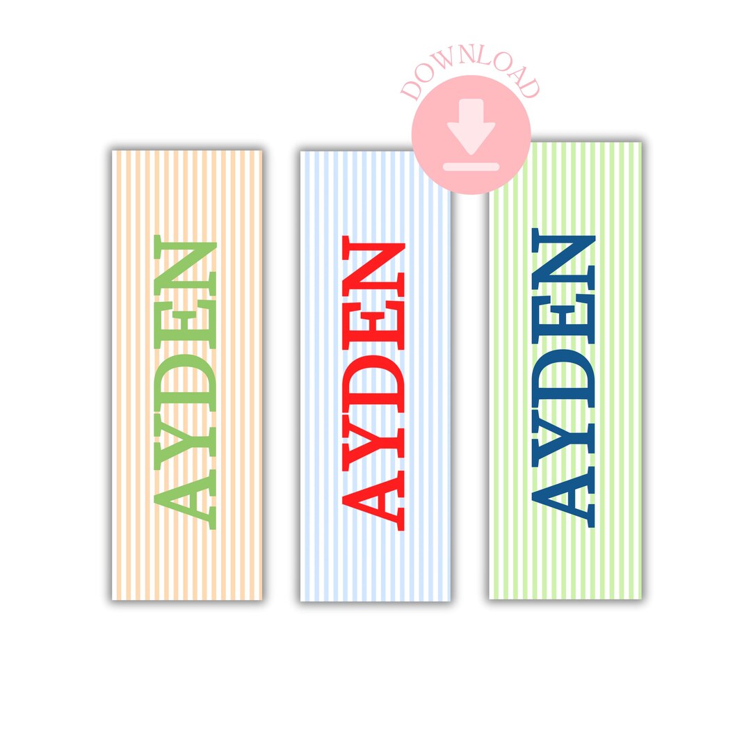Printable Personalized Bookmarks Stripes , Set of Three - Etsy