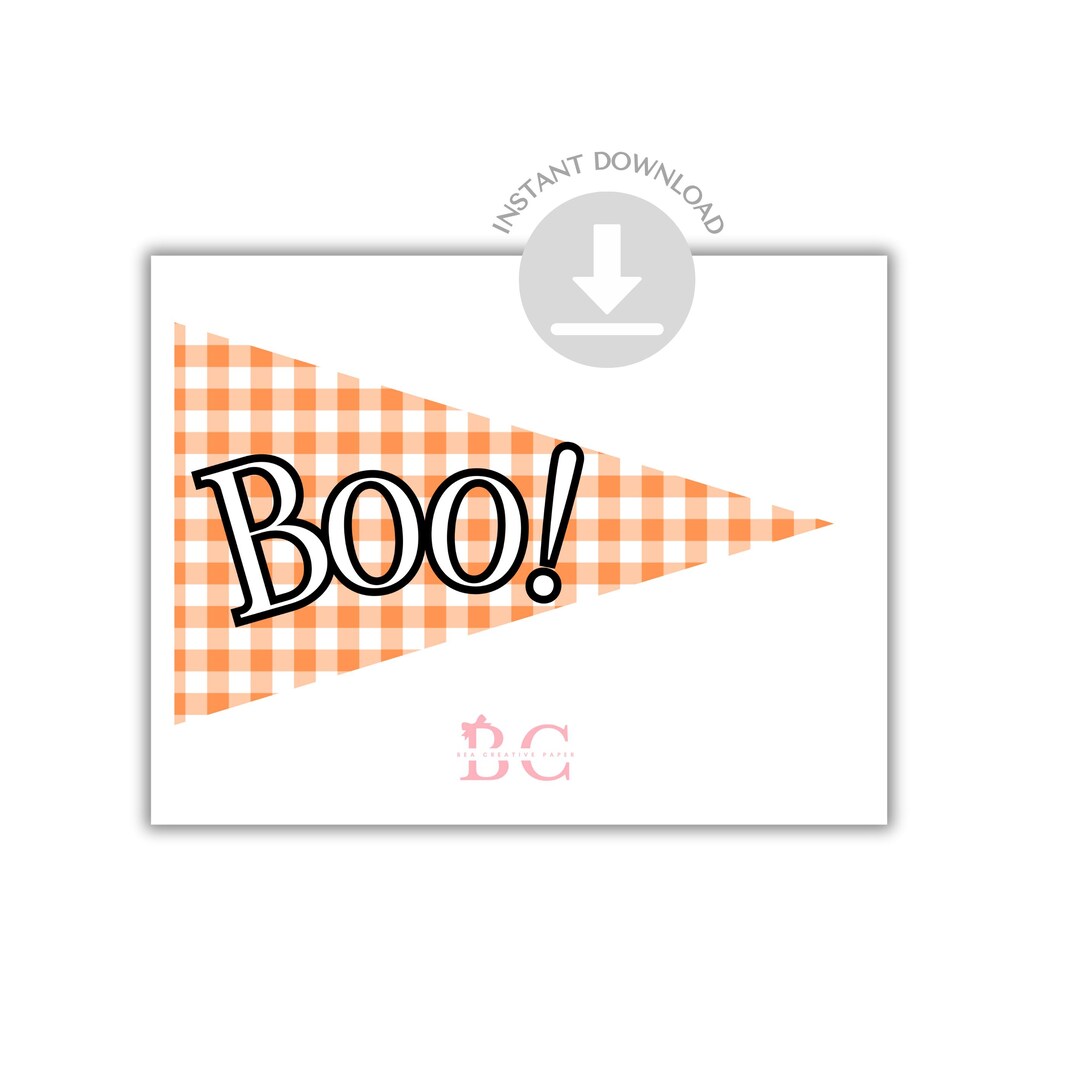 Printable Boo Pennant / Orange Gingham Halloween / Instant Download - Etsy