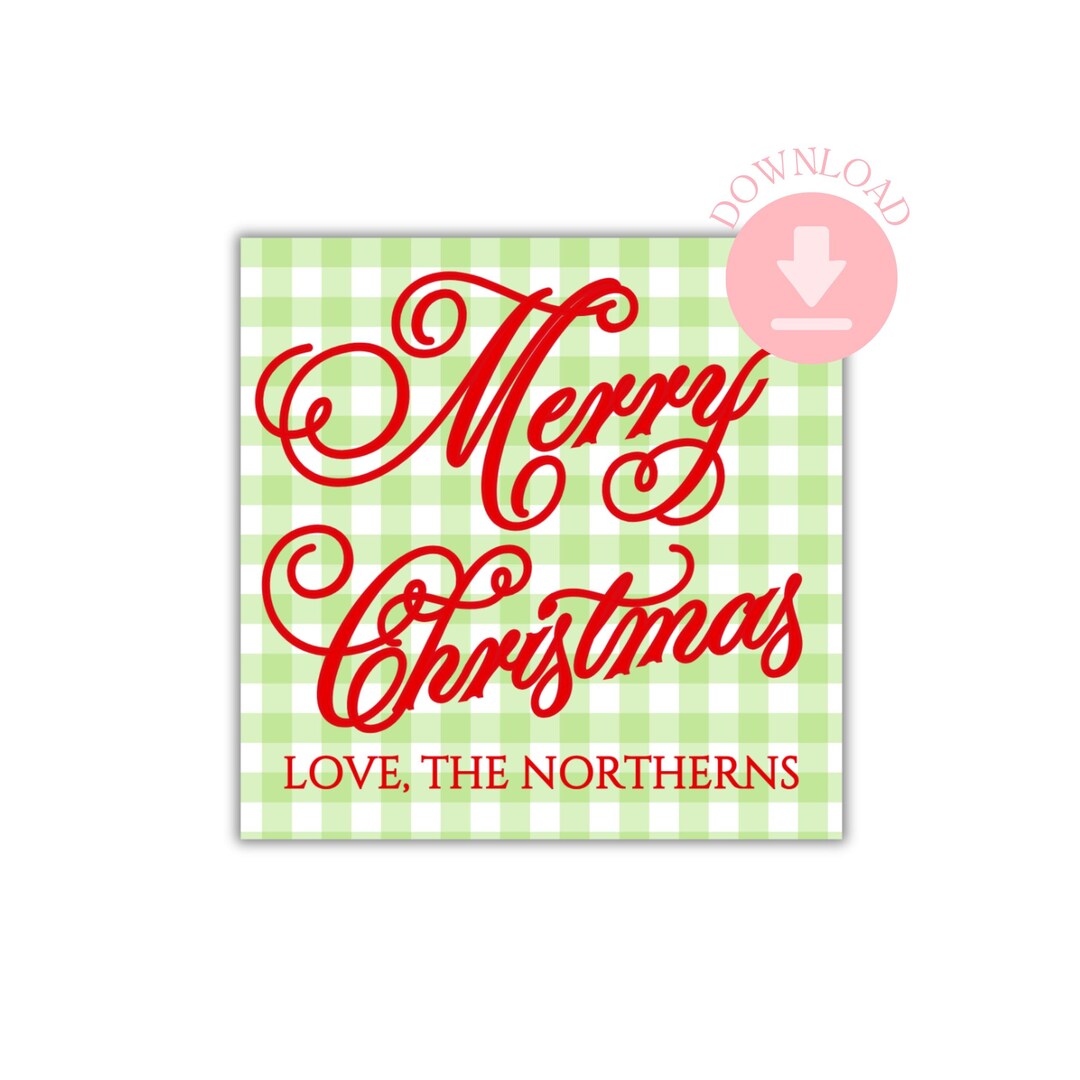 Printable Red & Green Gingham Christmas Gift Tag / Digital Download - Etsy