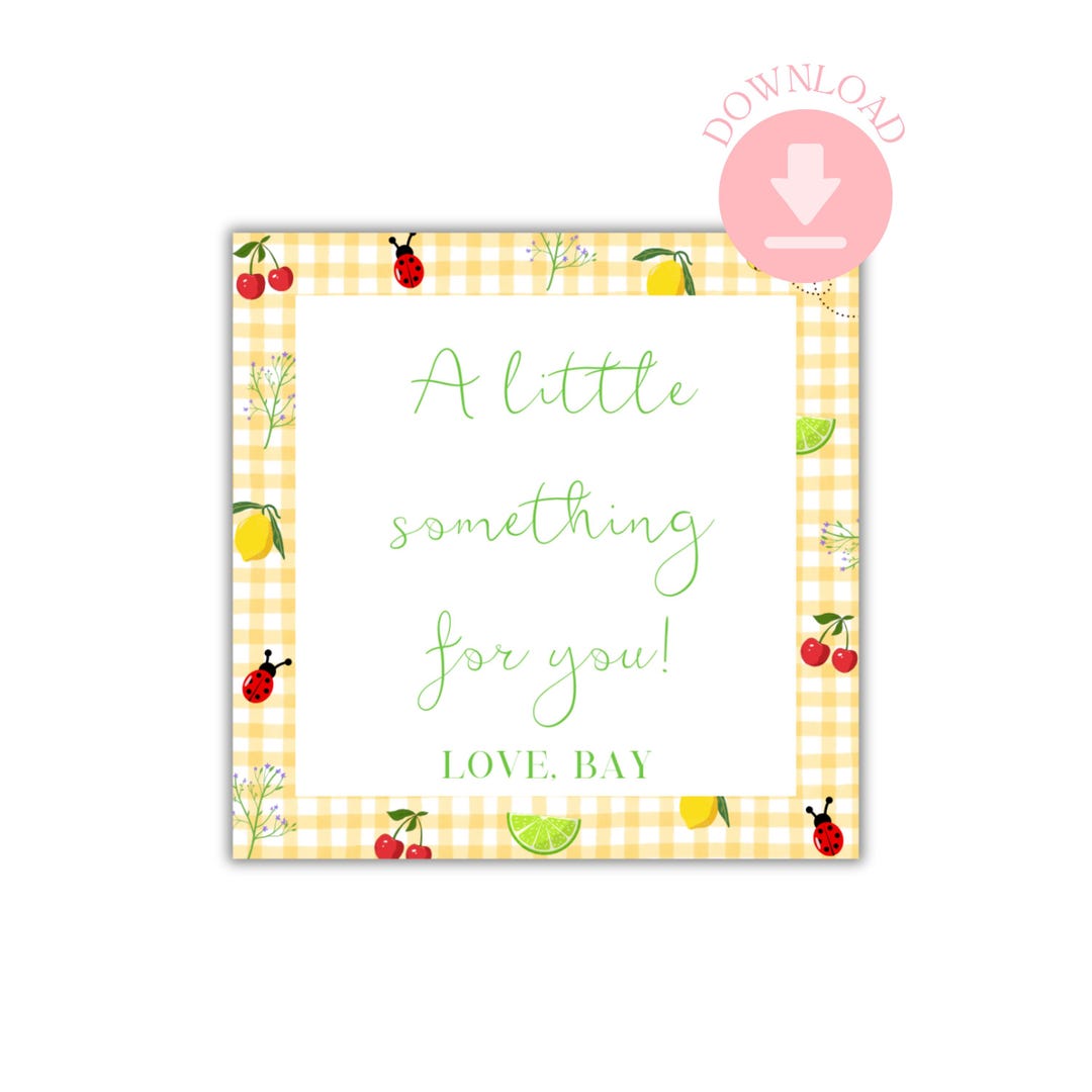 Printable A Little Something for You Gift Tag / Yellow Gingham / Fruits ...