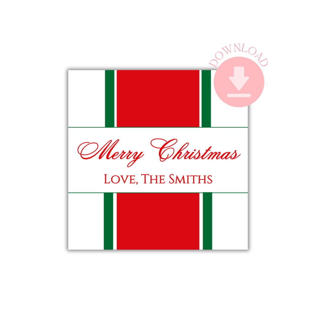 Printable Merry Christmas Gift Tag / Digital Download / Red and Green ...