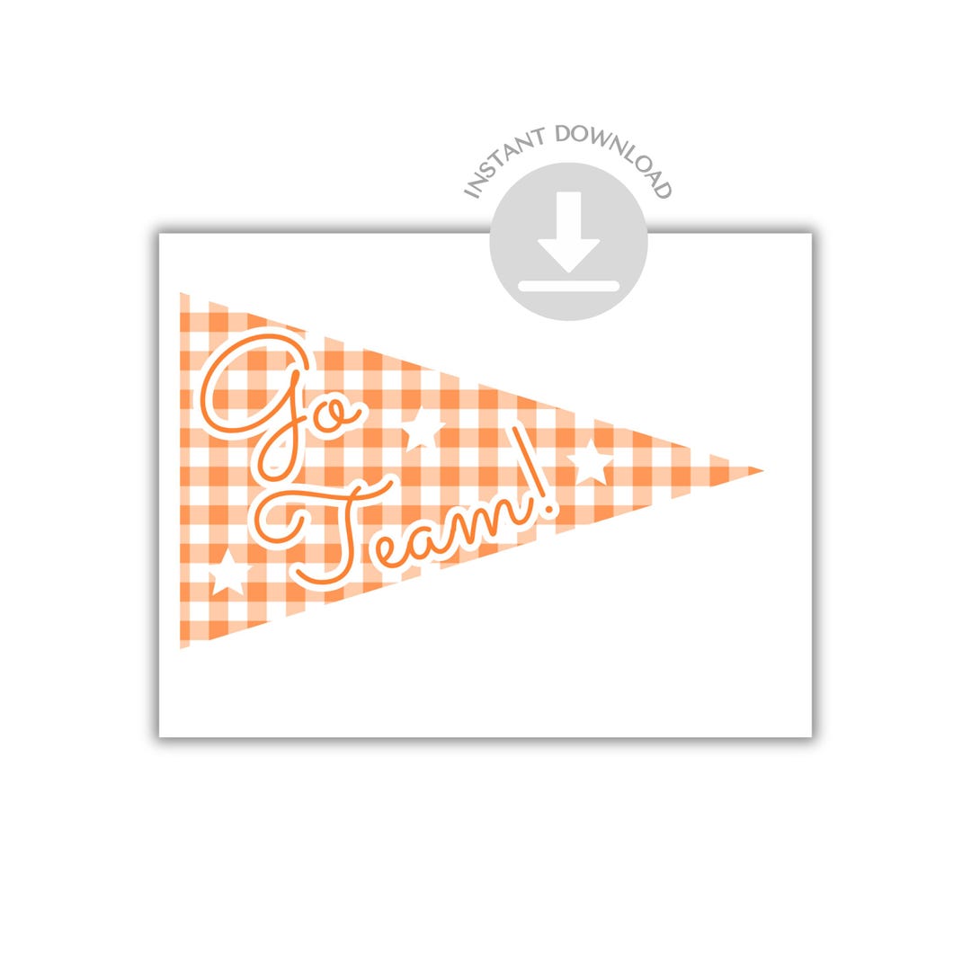 Game Day Pennant Flag Go Team Orange and White Instant Download ...