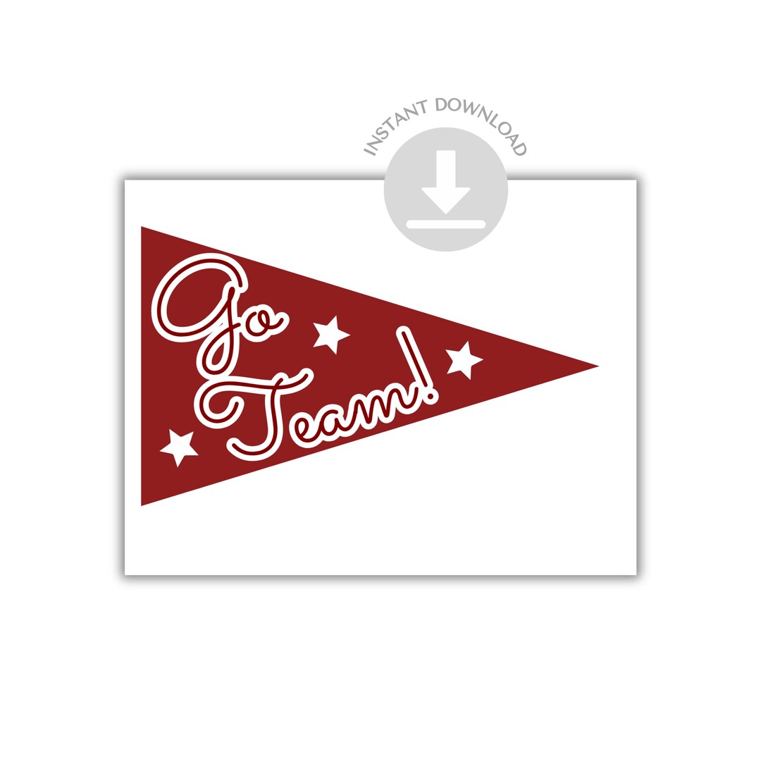 Game Day Pennant Flag Go Team Maroon and White Instant Download ...