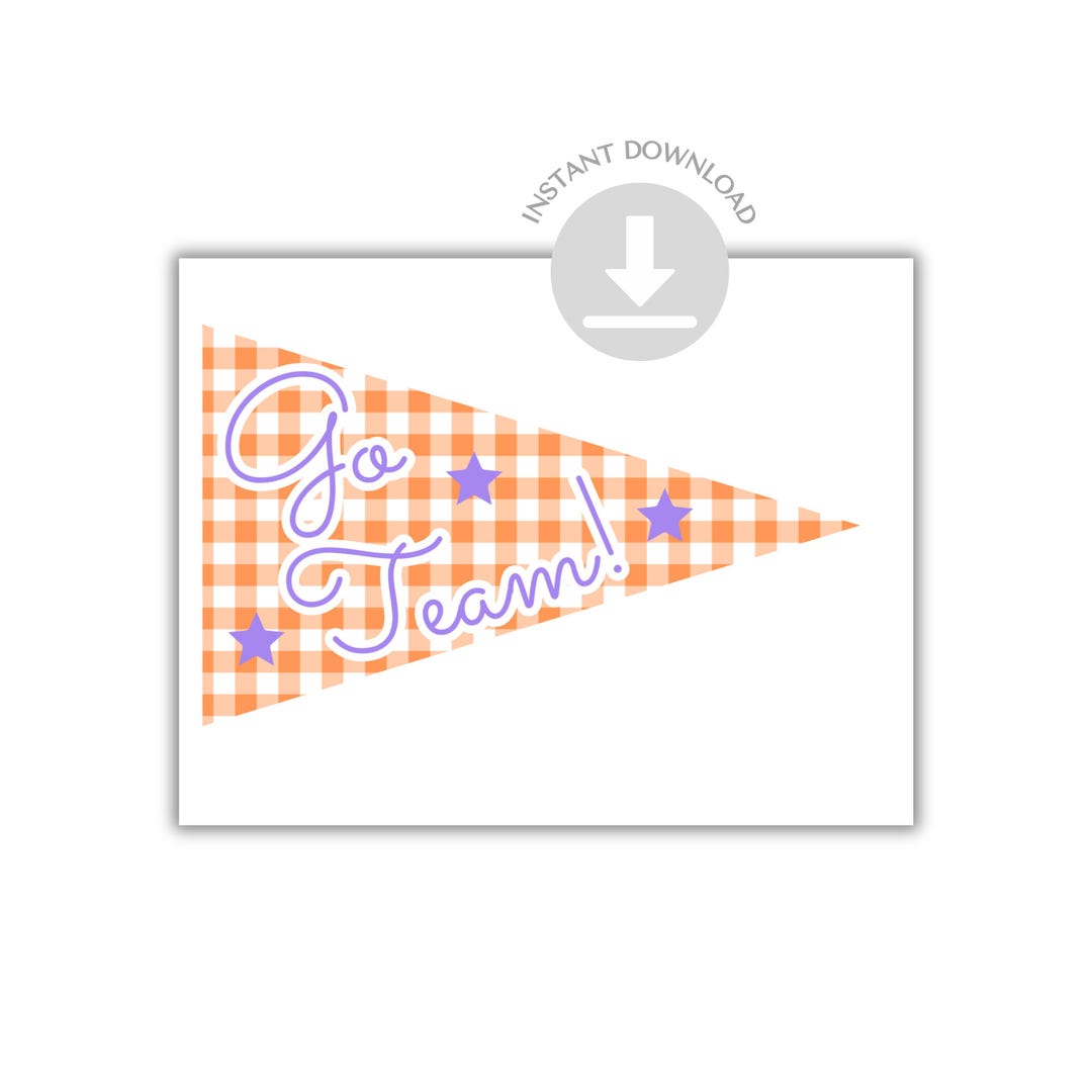 Game Day Pennant Flag Go Team Orange and Purple / Instant Download ...