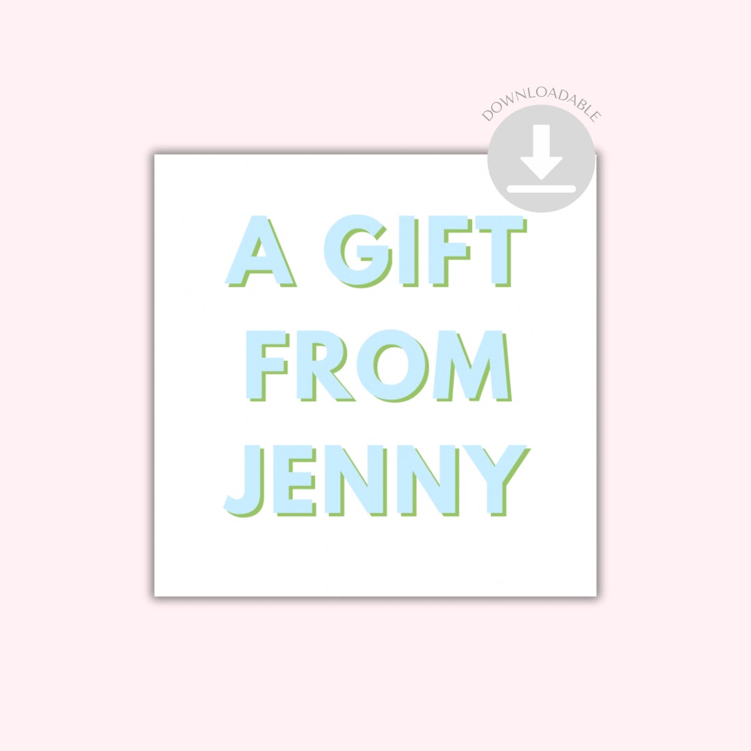 Printable Blue & Green Block Letters Gift Tag / A Gift From - Etsy