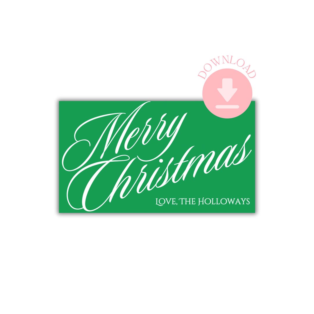 Printable Merry Christmas Green Gift Tag - Etsy