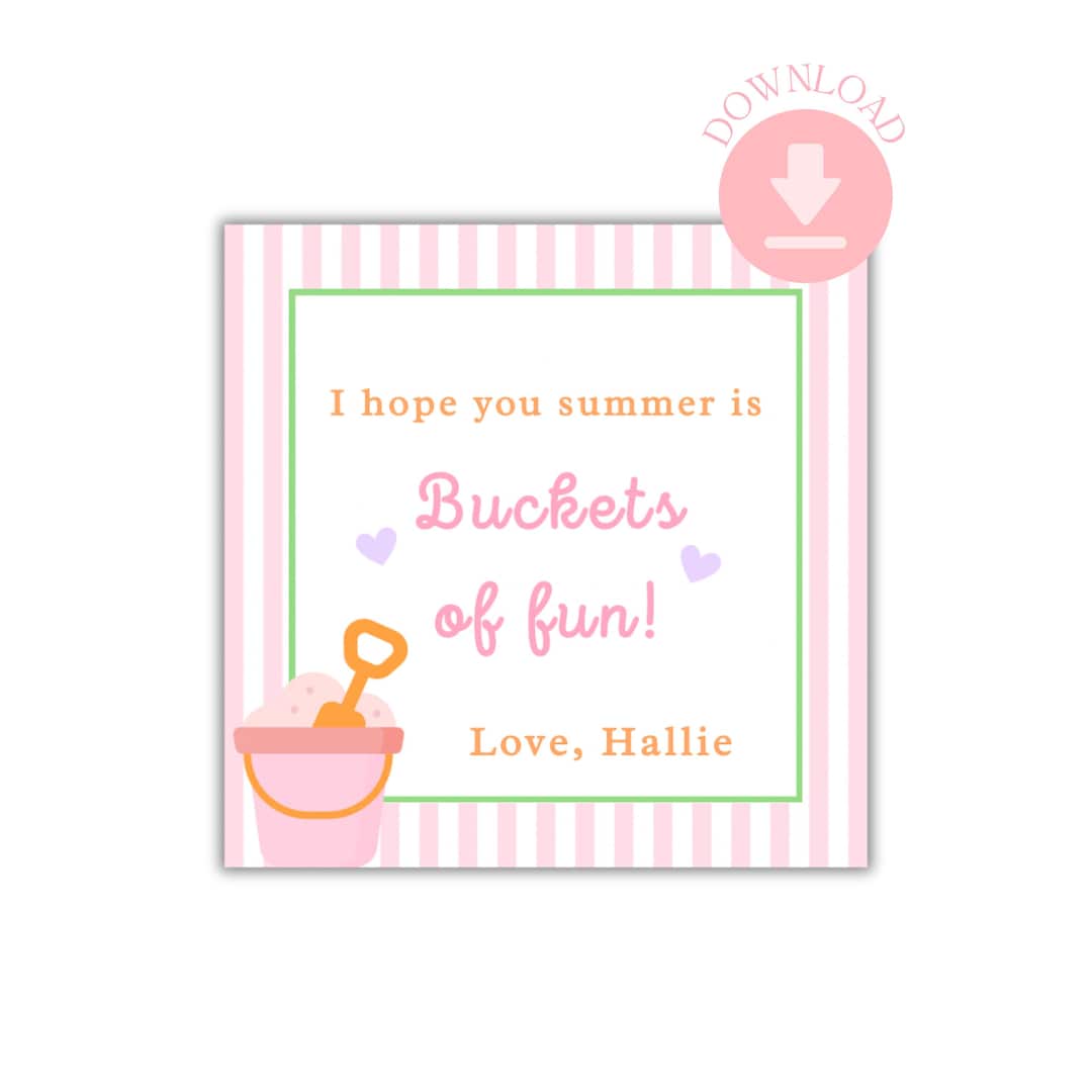 Printable I Hope Your Summer is Buckets of Fun Gift Tag , Pink - Etsy
