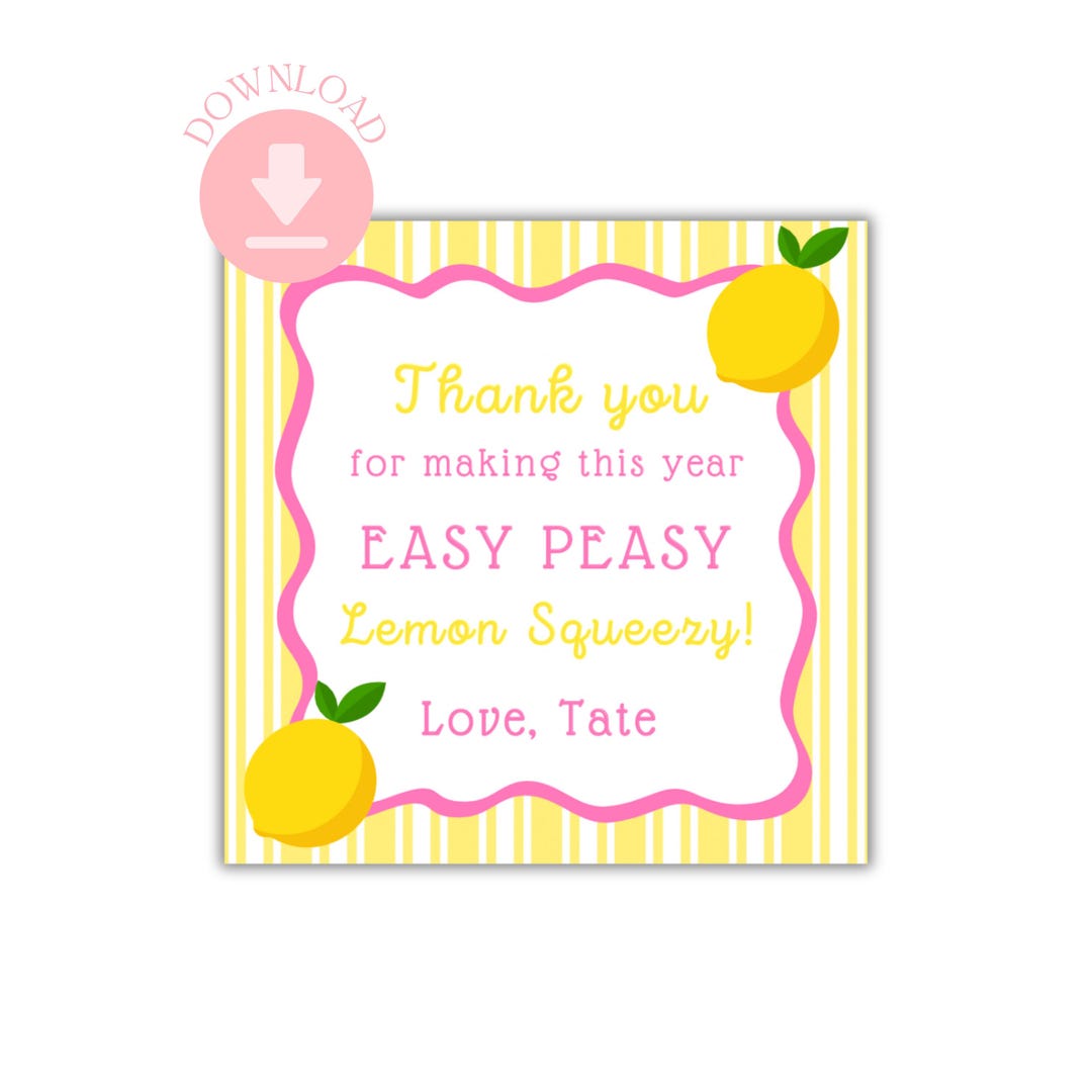 Printable Easy Peasy Lemon Squeezy Teacher Appreciation Gift Tag - Etsy