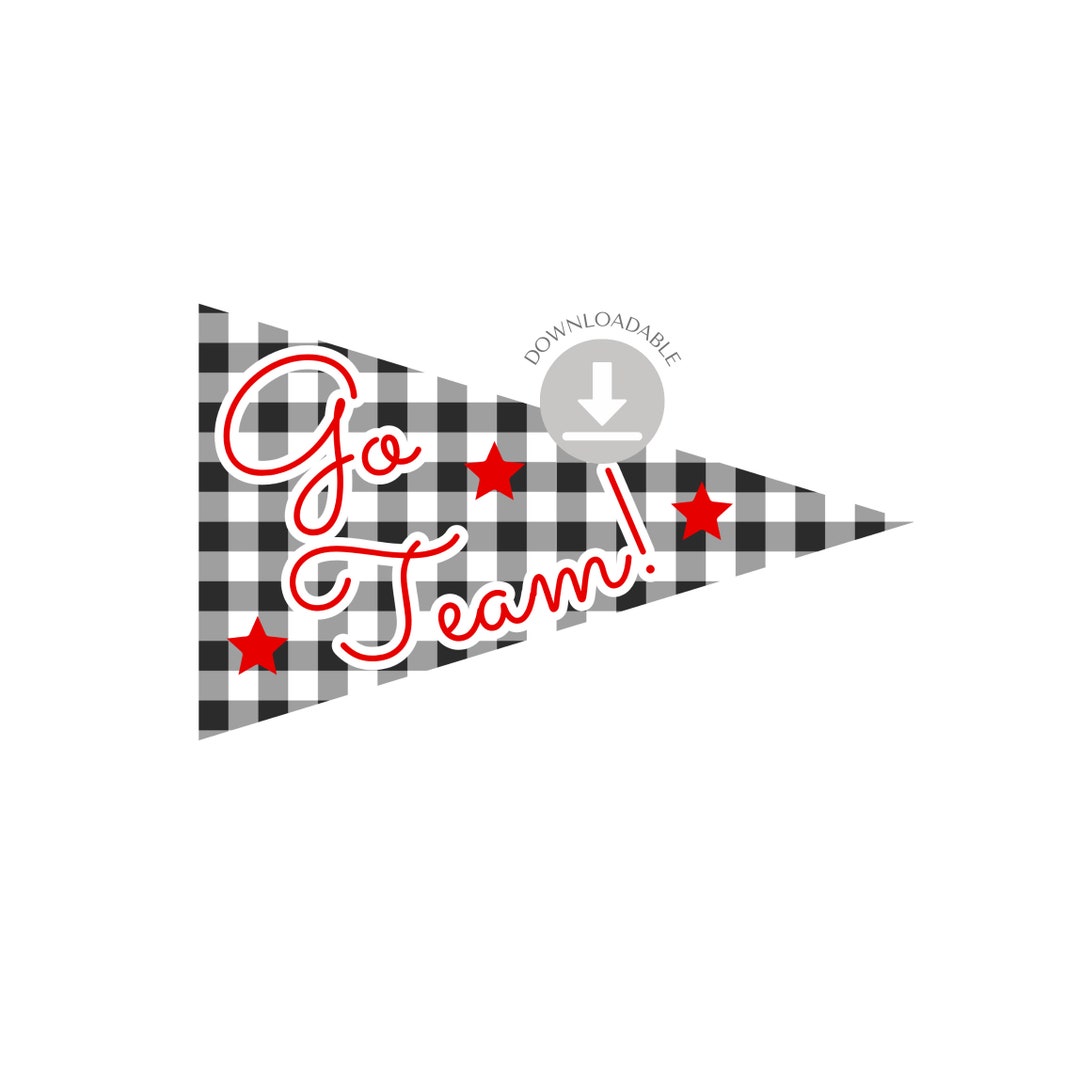 Game Day Pennant Flag Go Team Black and Red Instant Download Football ...
