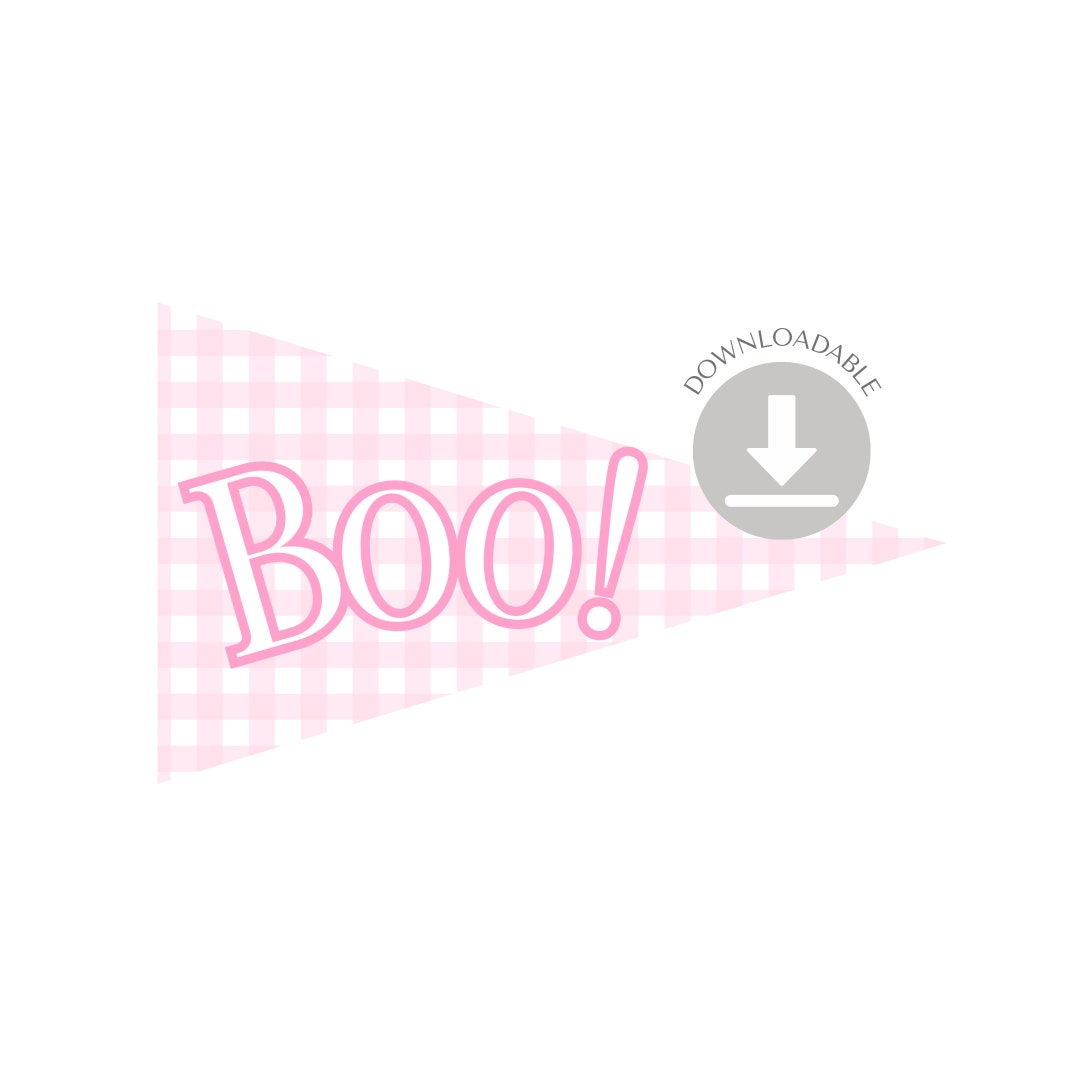 Printable Boo Halloween Pennant Flag Pink Gingham / Instant - Etsy