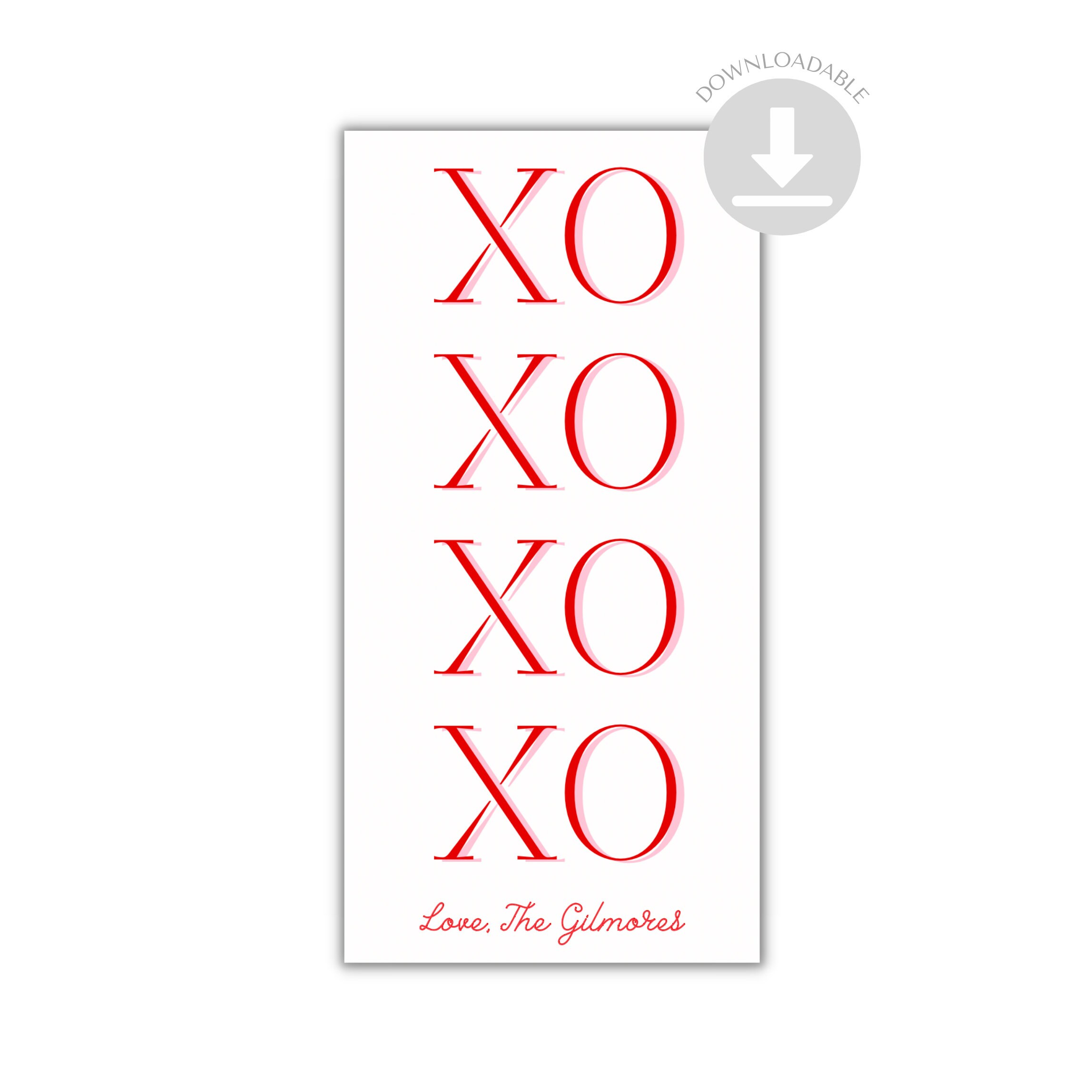 Printable XOXO Gift Tag Pink and Red - Etsy