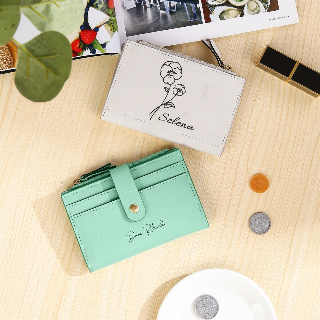 Custom Birthflower Wallet With Name,leather Wallets for Women,card Coin ...