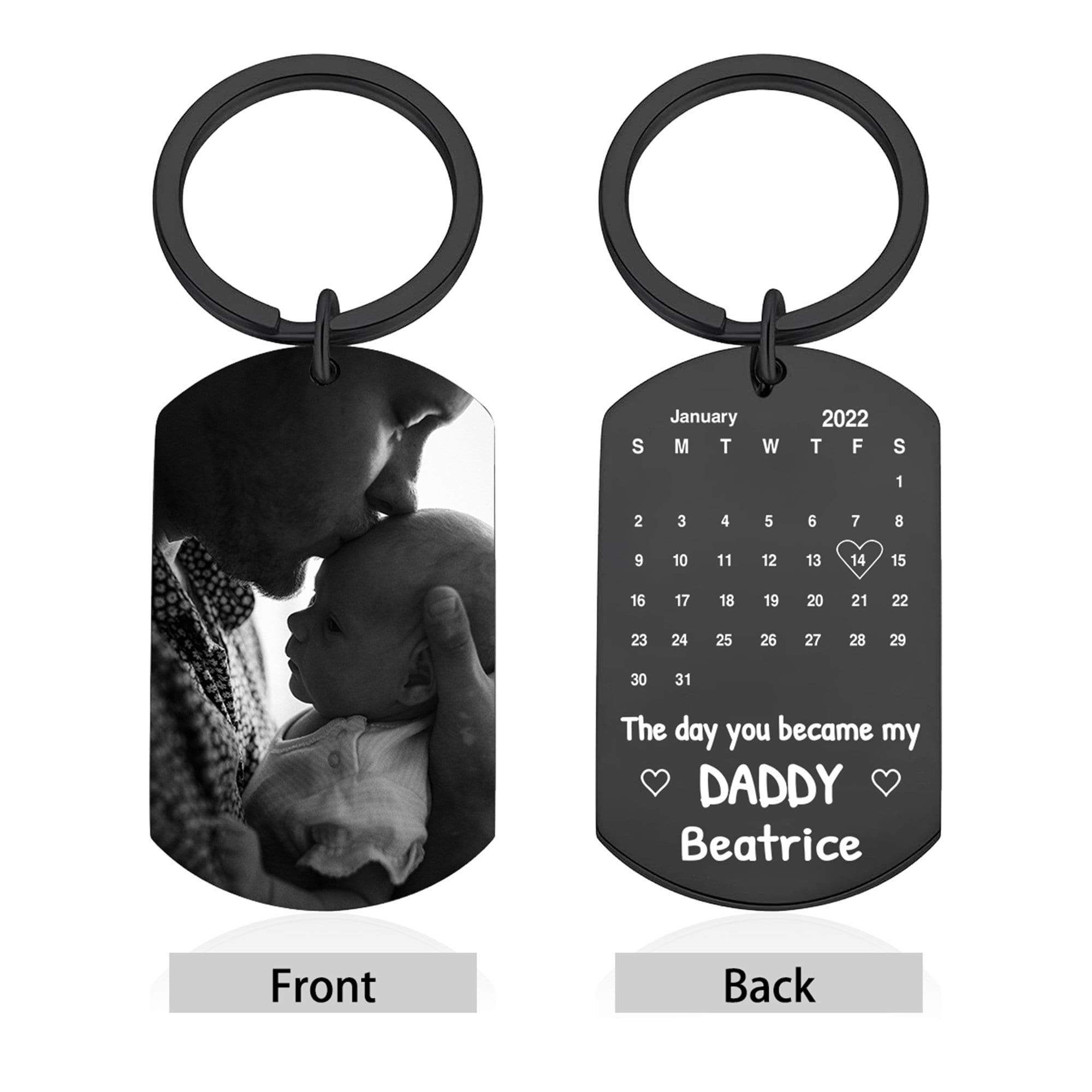 Personalized Photo Keychain,the Day You Become My Daddy,date Keychain ...