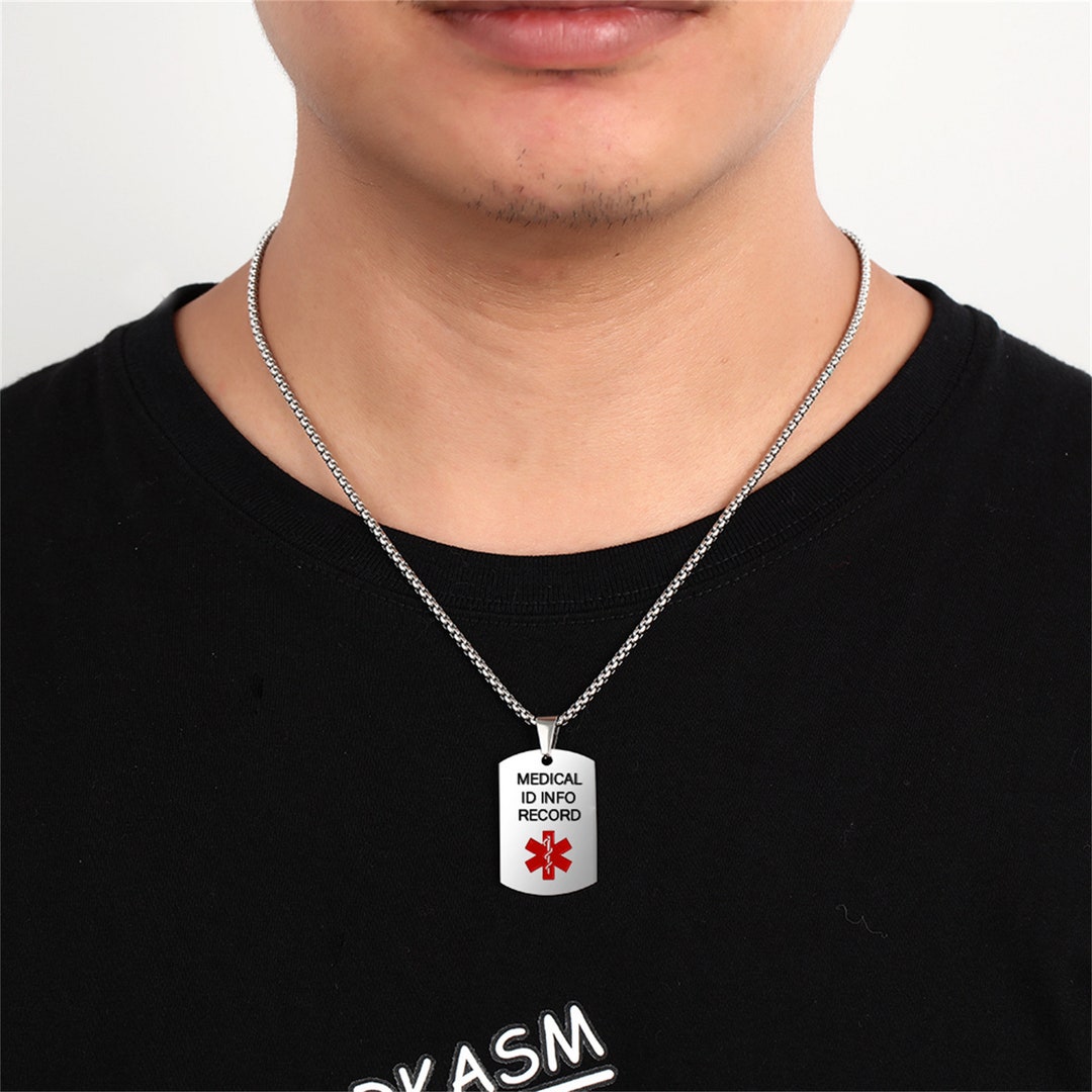 QR Code Medical Alert Necklace for Men, Necklace With Medical ...