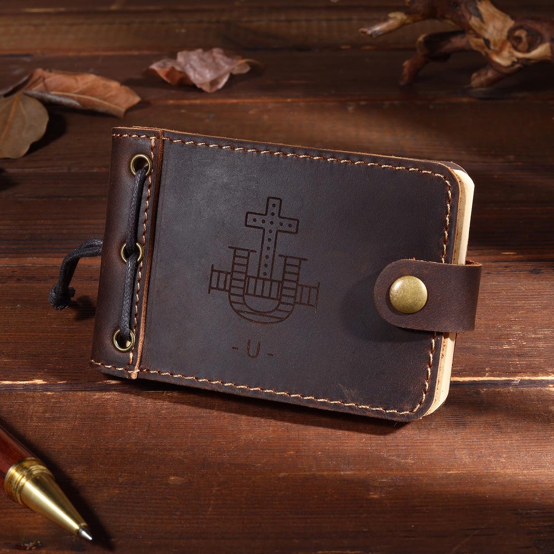 Personalized Leather Journal, Engraved Leather Notebook With Buckle ...