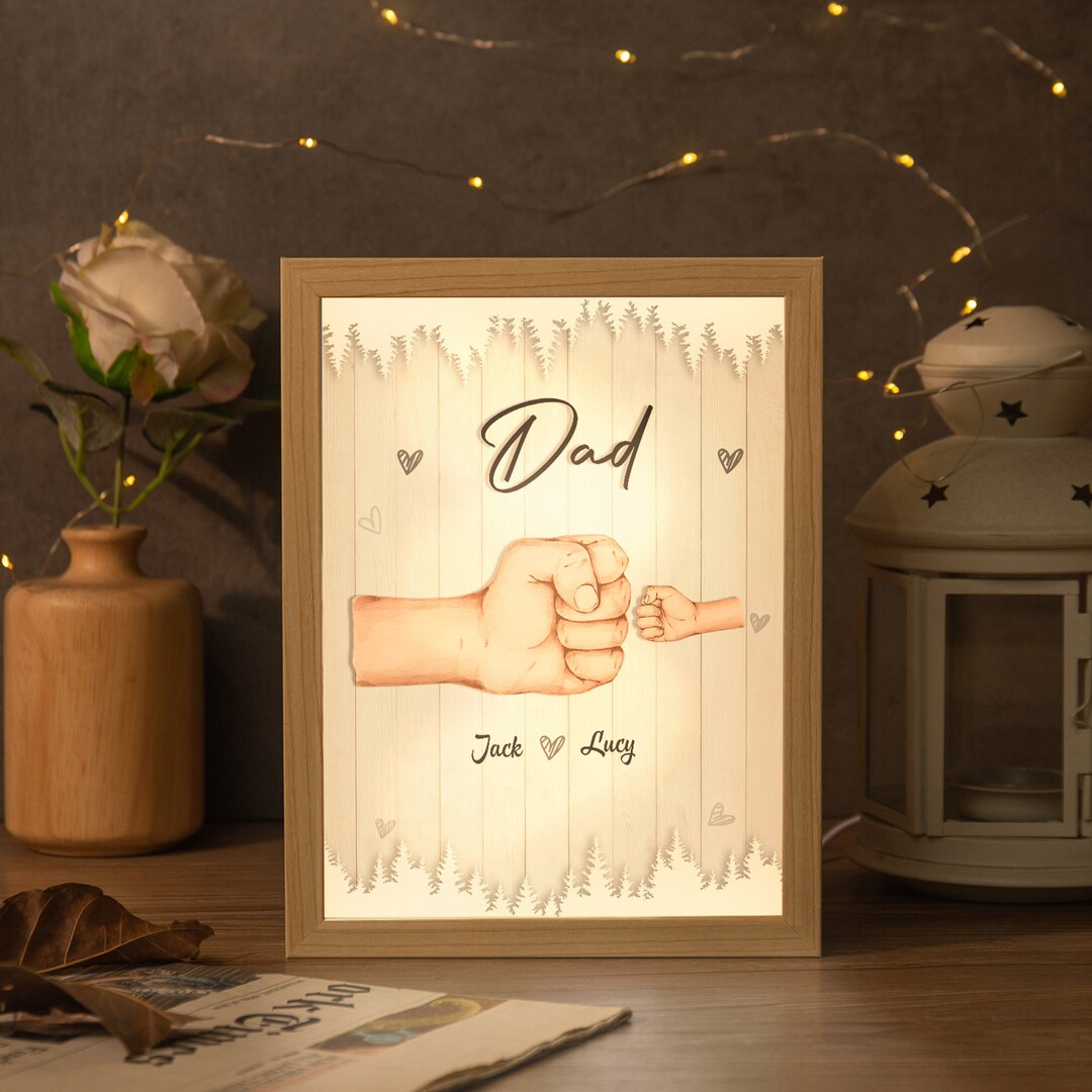 Personalized LED Light Shadow Box for Daddy,custom Fist Bump Family ...