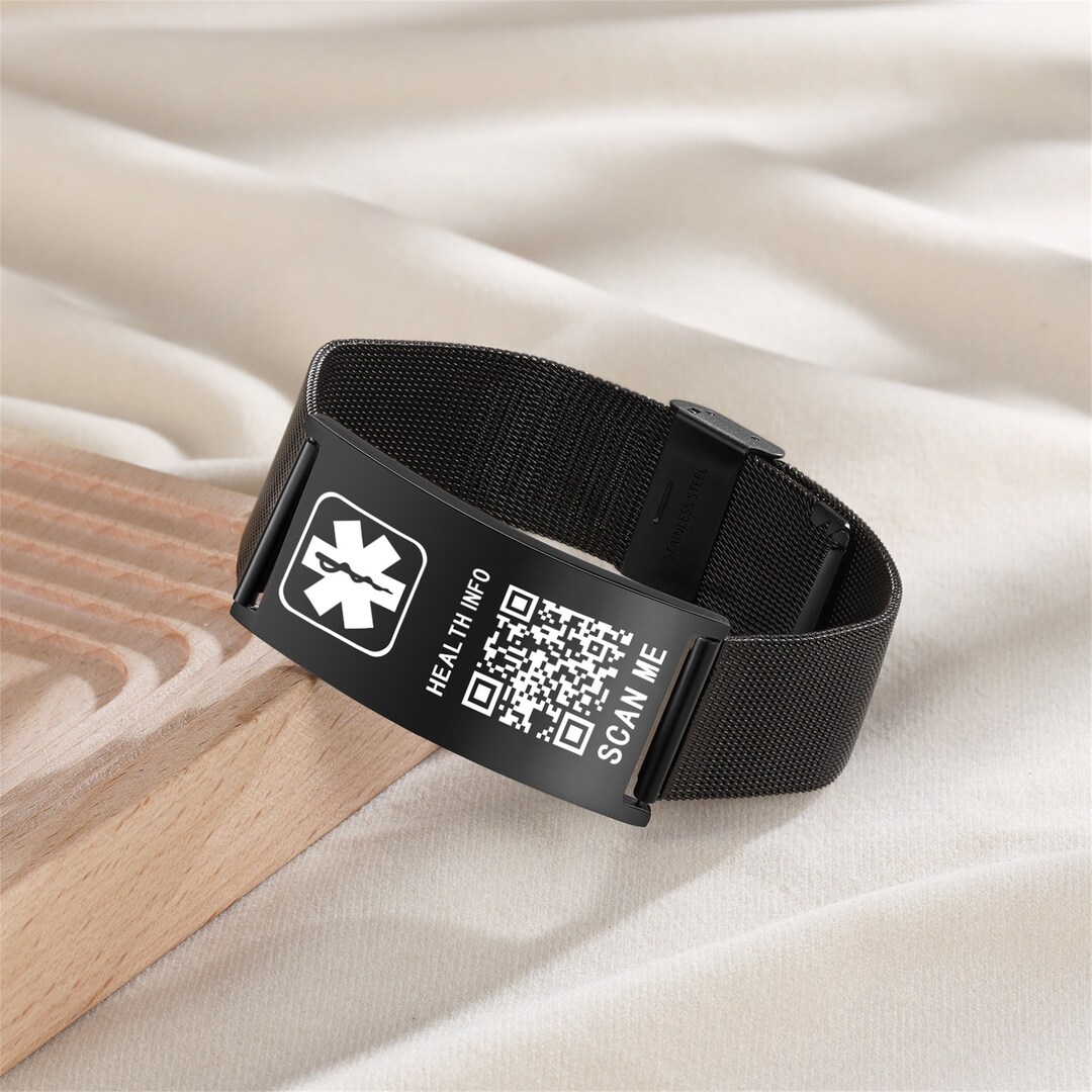 Medical Alert Bracelets With QR Code Waterproof Personalized Alleryg ...