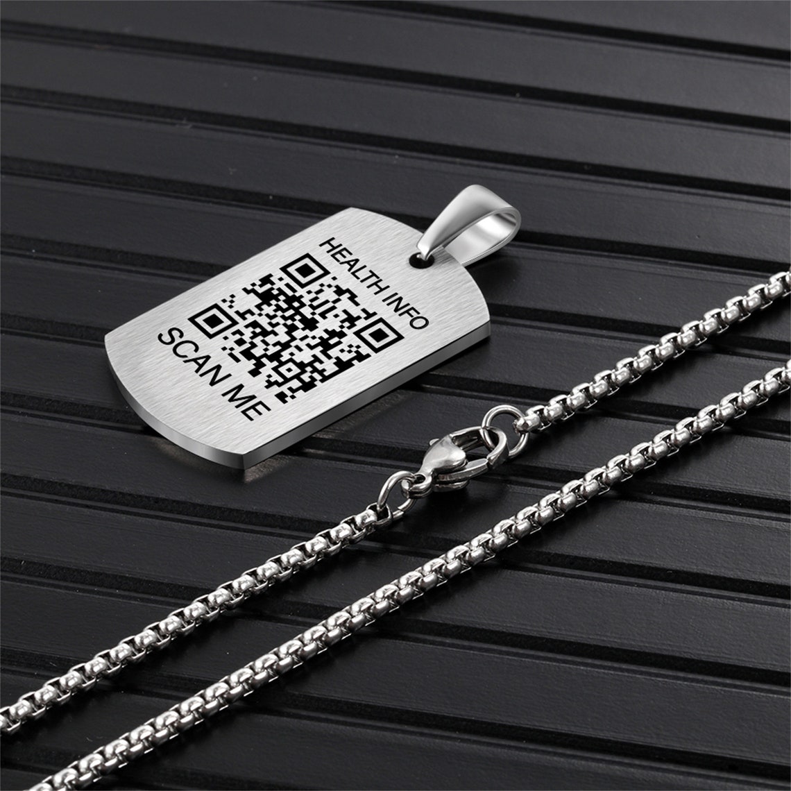 QR Code Medical Alert Necklace for Men Necklace With Medical - Etsy