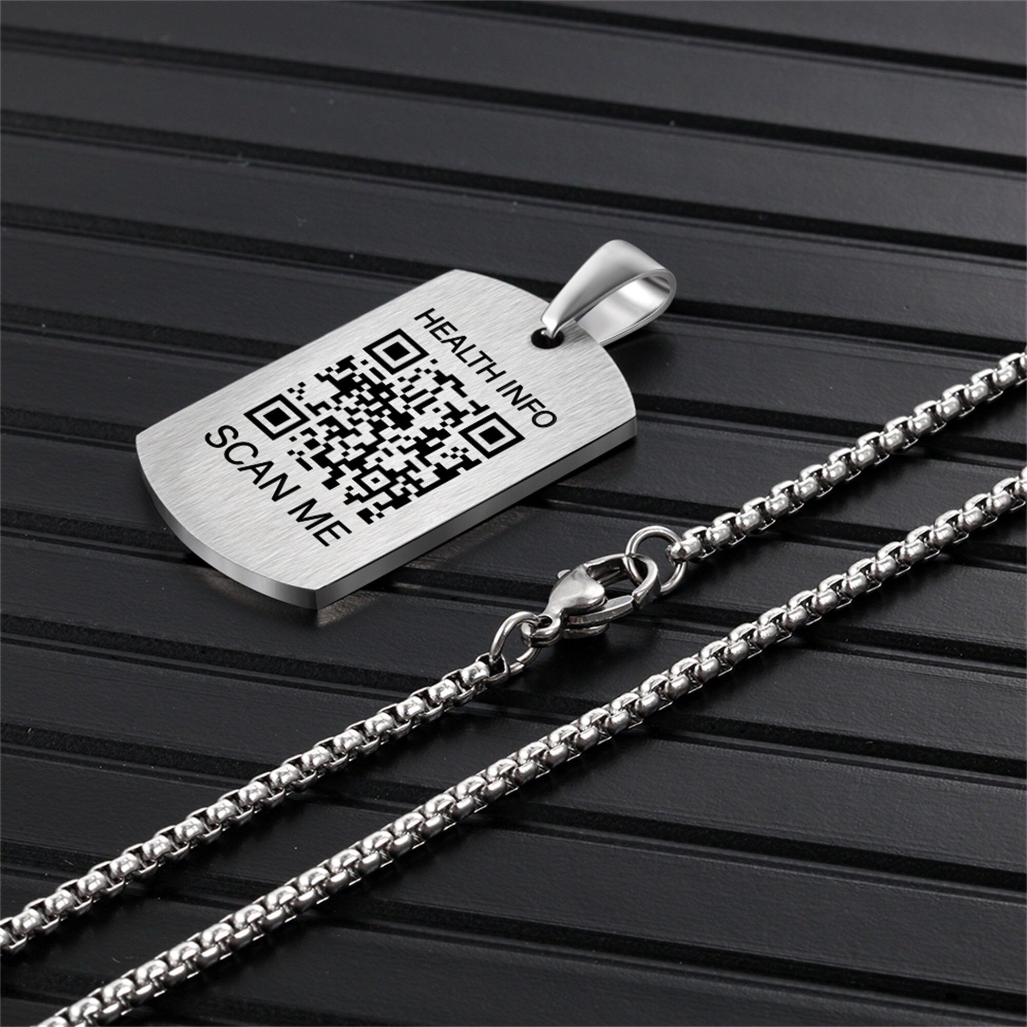QR Medical Alert Necklace for Men Necklace With Medical ID - Etsy